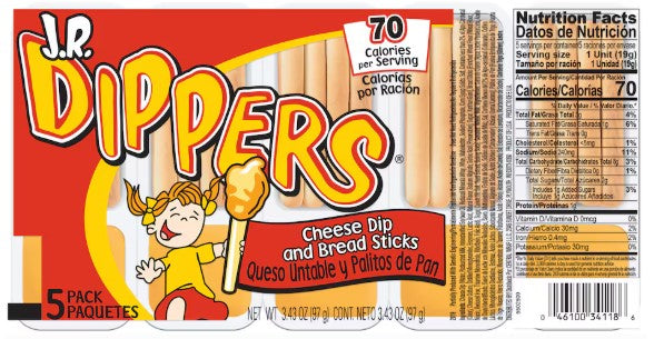 J.R. Dippers Cheese Dip & Sticks, 5-ct. Packs, 3.43 oz – Shop Care Packages